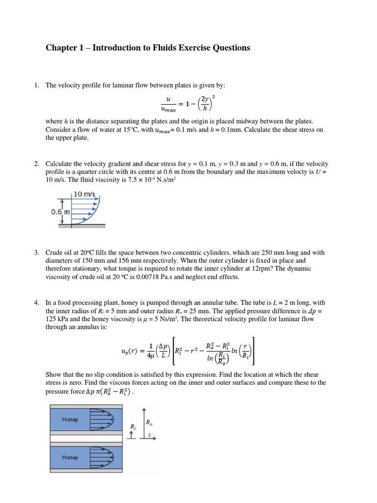 Analysis of Fluid Flow Problems: Laminar Flow, Shear Stress, Velocity ...