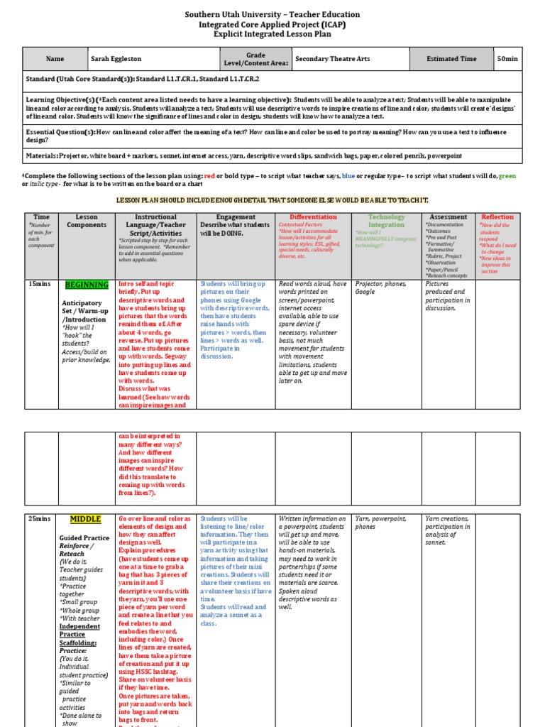 HSSC Lesson Plan Icap | PDF | Lesson Plan | Teaching
