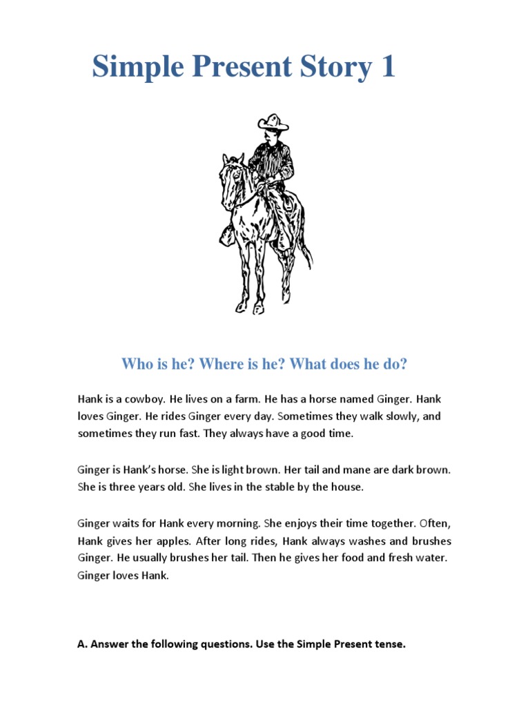 Simple Present Story 1 1 Pdf Question Linguistic Typology