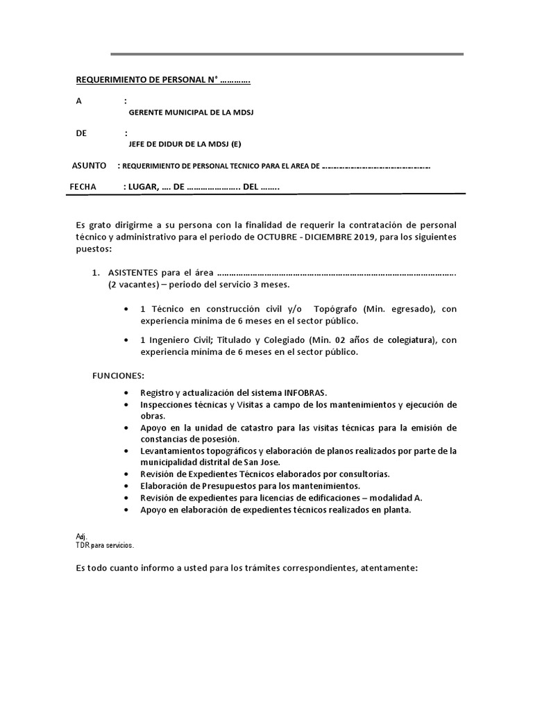 Modelo de Requerimiento de Personal | PDF