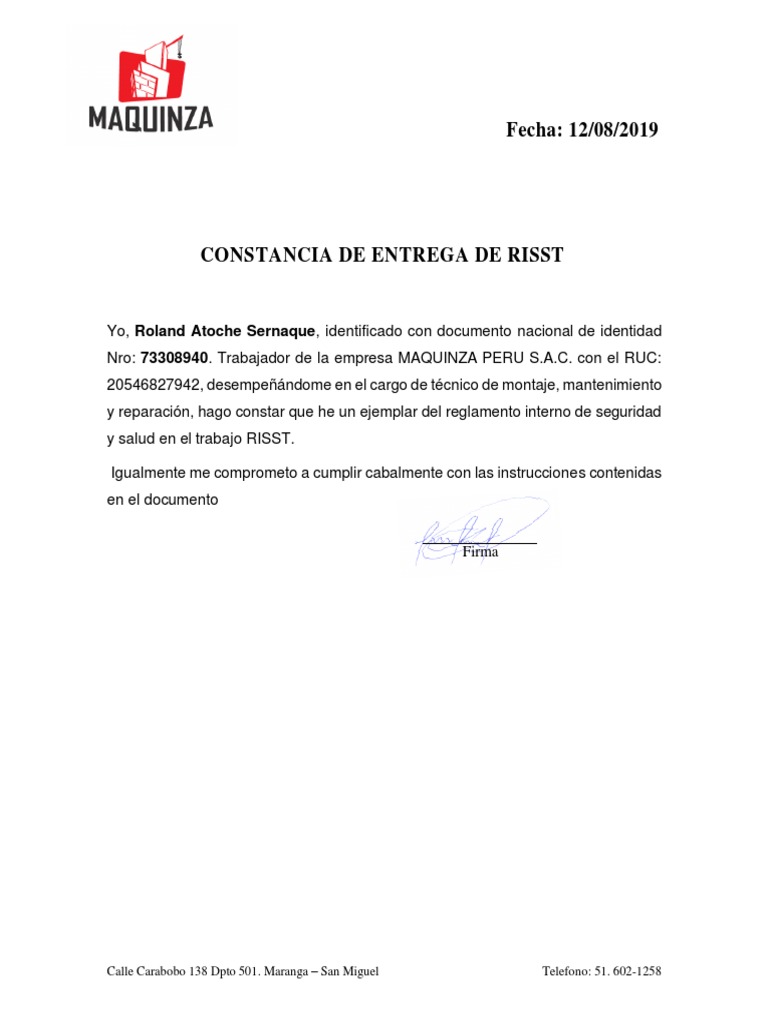 16 - 0010011895 - 30952-Constancia de Entrega de Risst PDF | PDF