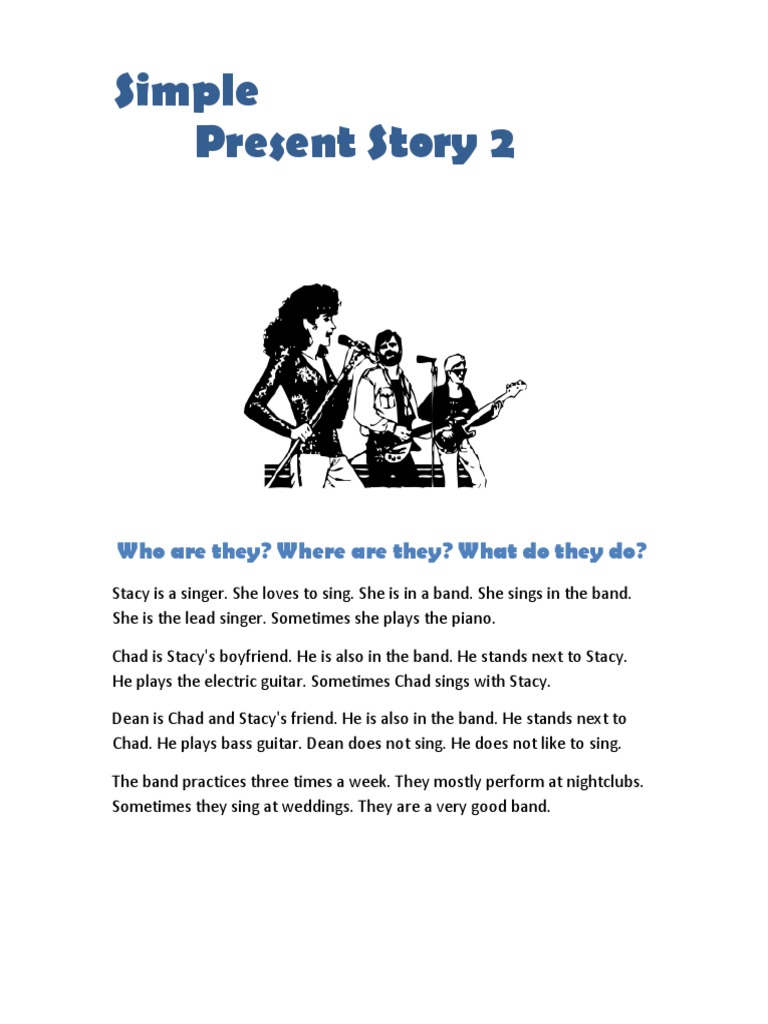 Simple Present Story 2 PDF | PDF | Question | Singing