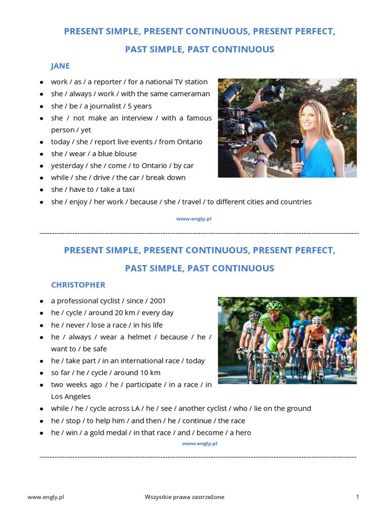 5 TENSES Present Simple, Present Continuous, Present Perfect, Past ...