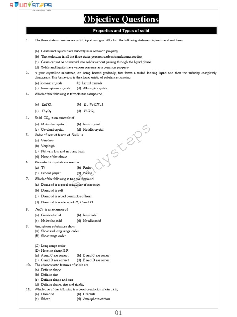 02 Solid State Question Final e | PDF | Crystal Structure | Solid