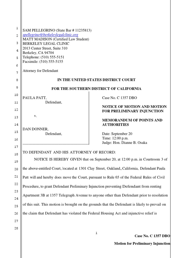 Legal Motion for Injunction | PDF | Injunction | Damages