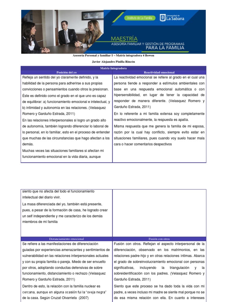 Matriz Bowen | PDF | Las emociones | Psicología clínica