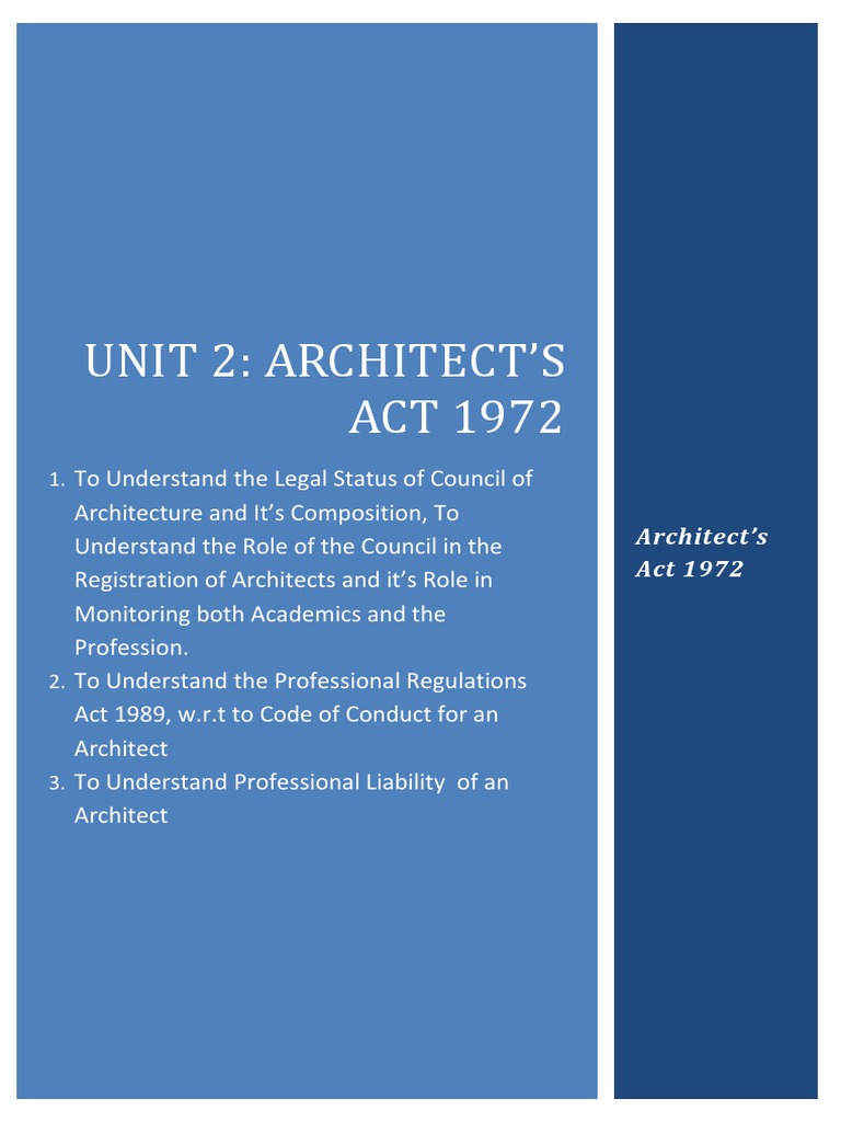 Overview of the Architects Act 1972 | PDF | Architect | Indemnity