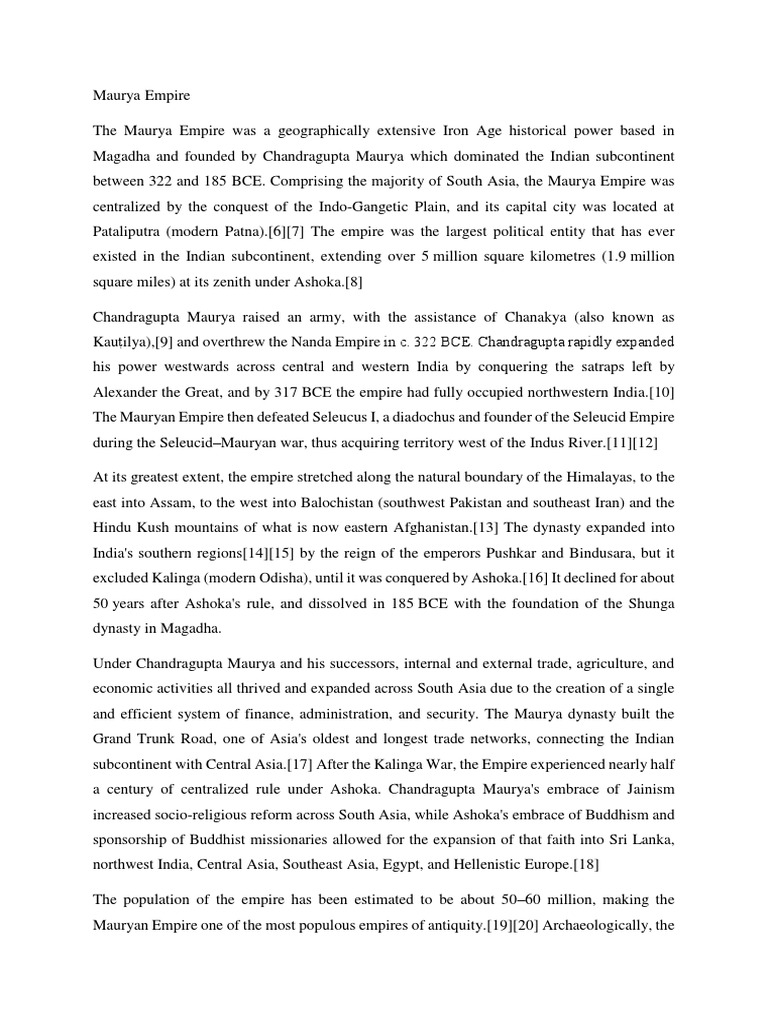 The Rise and Reign of the Powerful Maurya Empire under Chandragupta Maurya and Ashoka | PDF ...