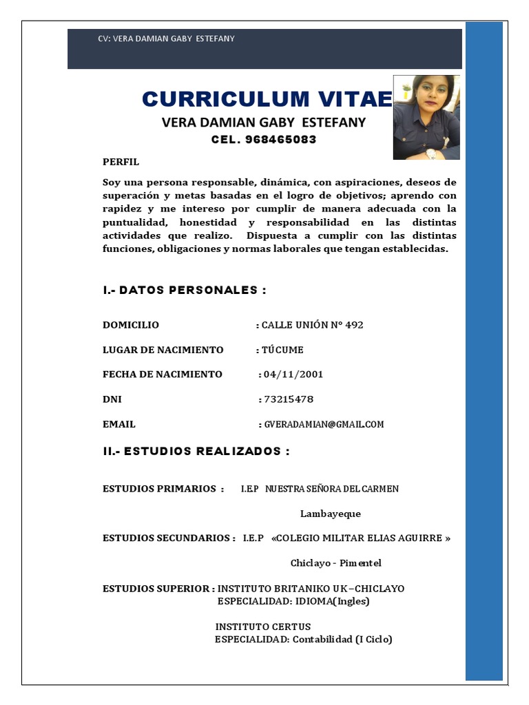 Curriculum Vitae Vera | PDF
