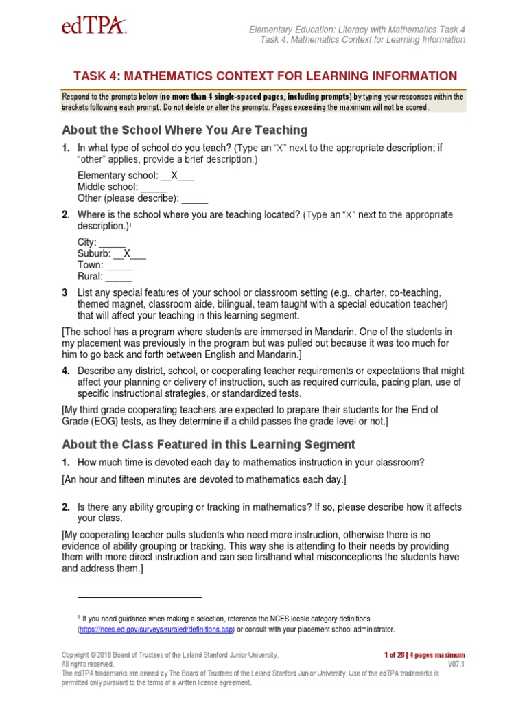 edtpa final task 4 | Individualized Education Program | Teachers