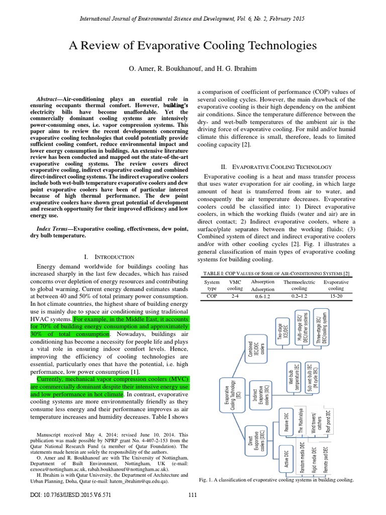Evaporative Cooling Tech Review | PDF | Air Conditioning | Heat Exchanger