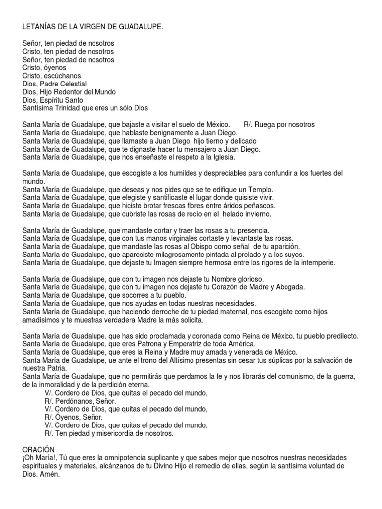 Letanias de La Virgen de Guadalupe | PDF | Cristo (título) | Pecado