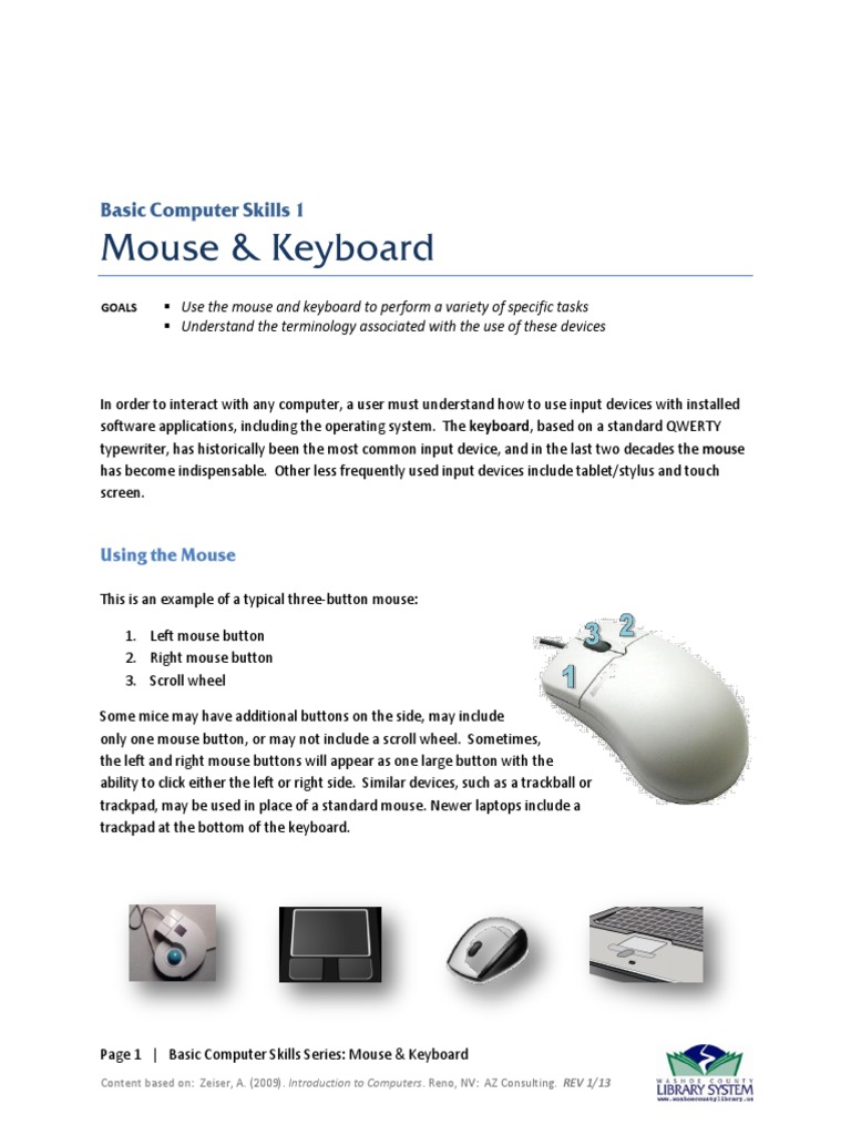 Computer Skills 1 - Mouse & Keyboard PDF | PDF | Computer Keyboard | Control Key