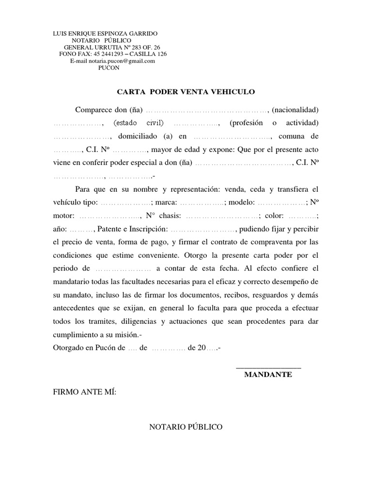 Carta Poder Venta Vehiculo | PDF
