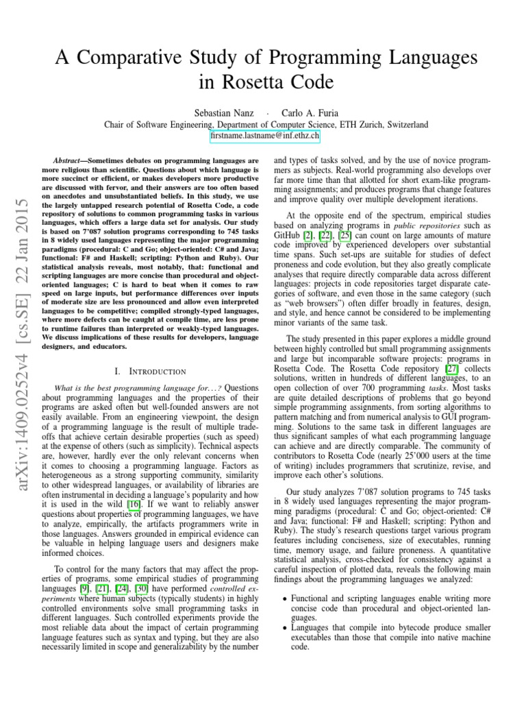 A Comparative Study of Programming Languages in Rosetta Code PDF | PDF ... A Comparative Study of Programming Languages in Rosetta Code PDF | PDF ...