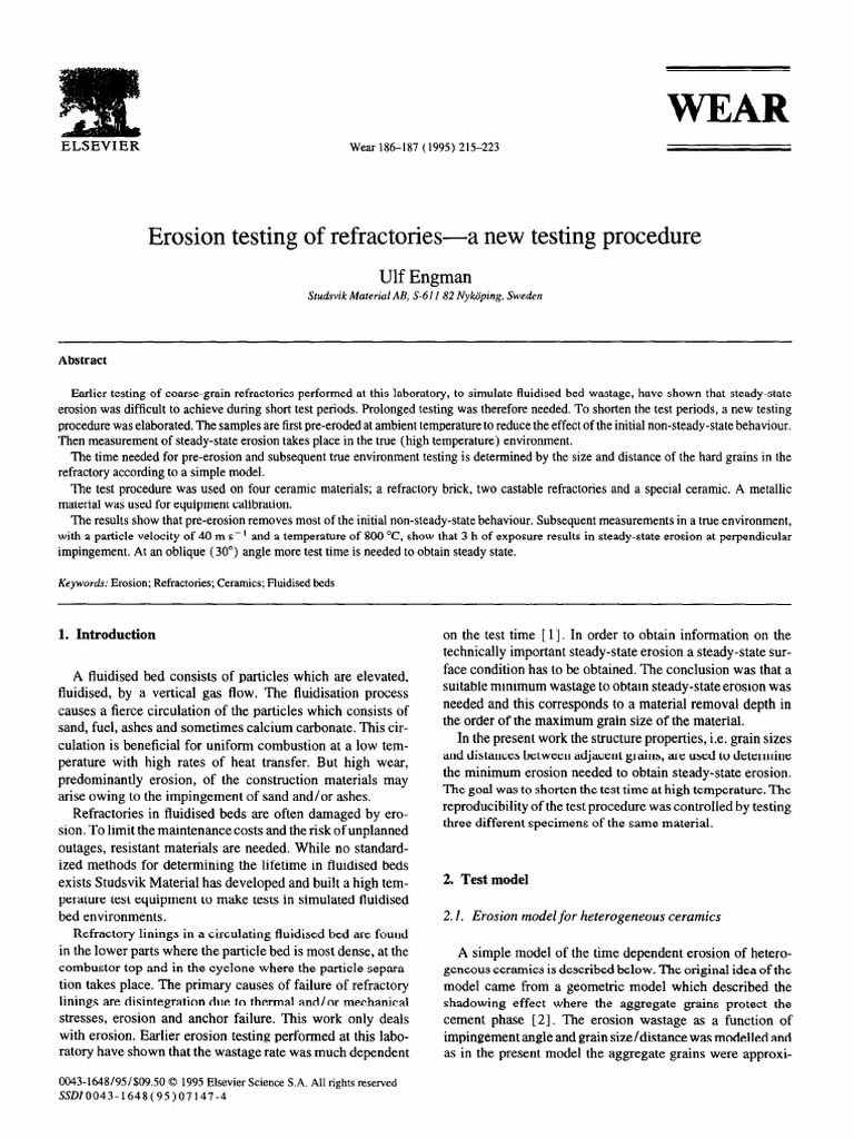Erosion Testing of Refractories - A New Testing Procedure PDF | PDF ...