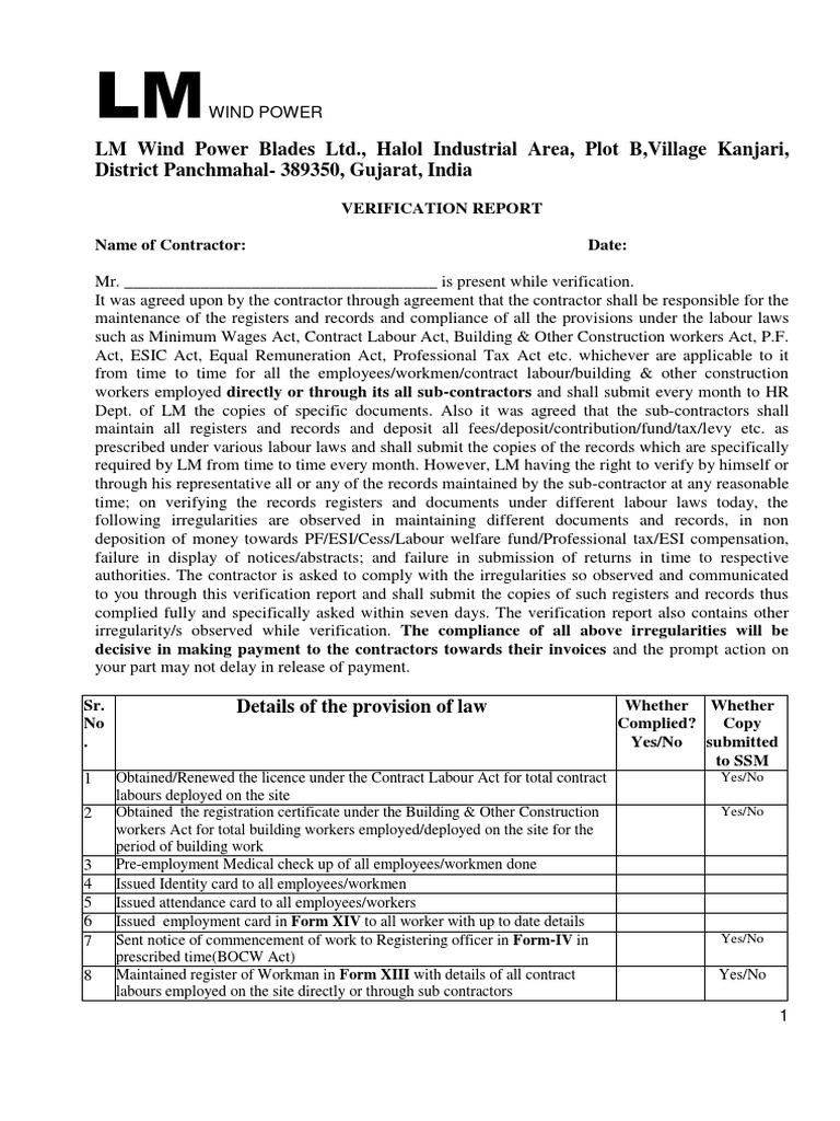 Contractor Audit Checklist | PDF | Wage | Employment