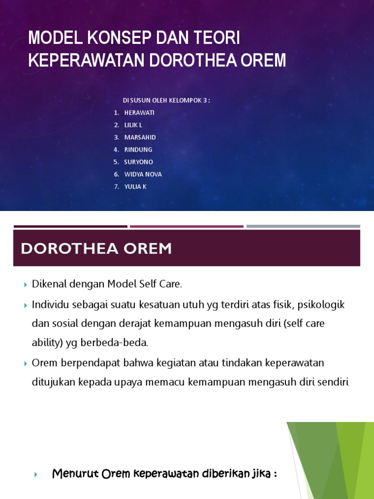 Model Konsep Dan Teori Keperawatan Dorothea Orem | PDF