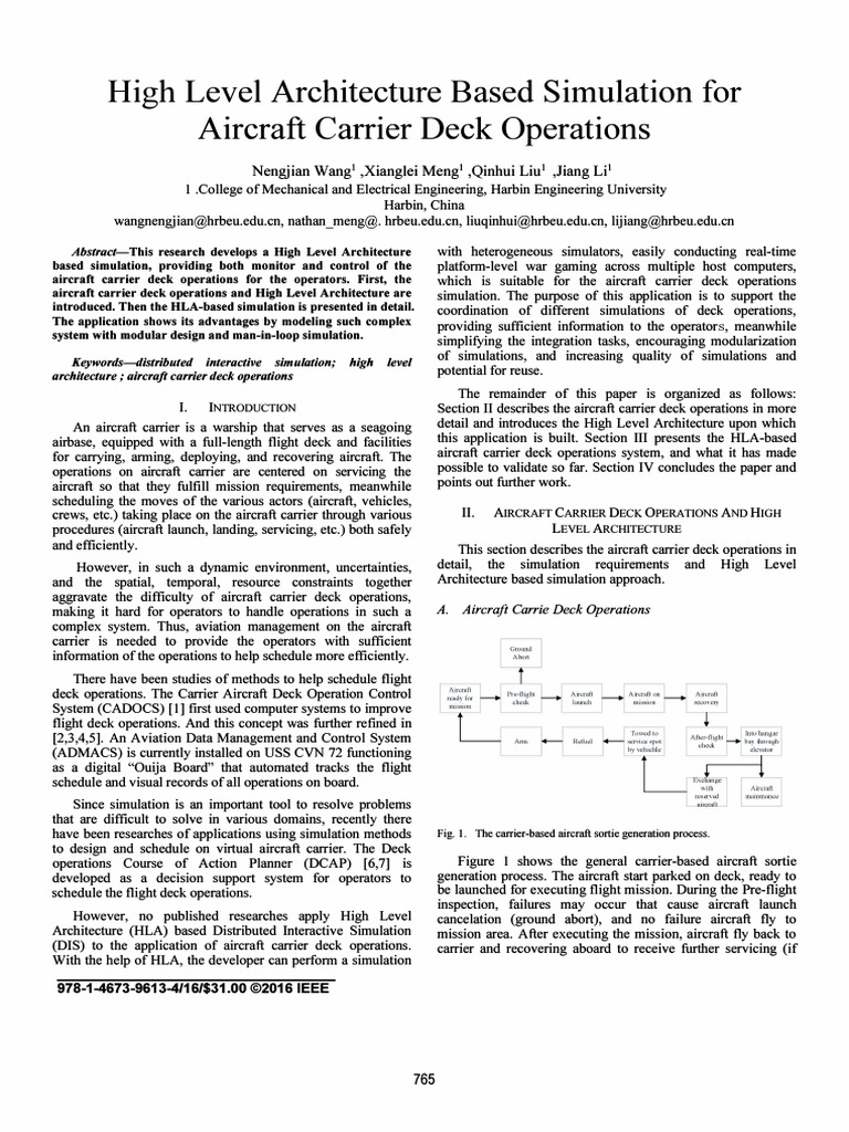 High Level Architecture Based Simulation For Aircraft Carrier Deck ...