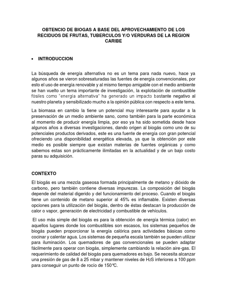 Estequio 1 | PDF | Energía renovable | Biogás