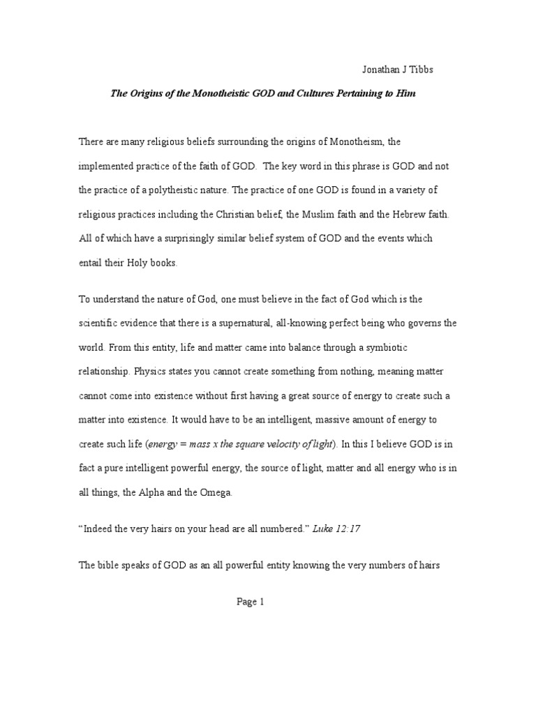 Writing Sample, Jonathan J Tibbs | PDF | Monotheism | Jesus