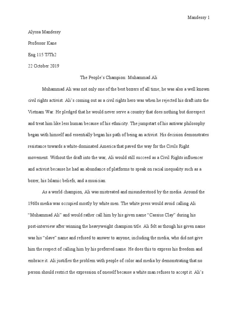 Eng 115 - The Peoples Champion Muhammad Ali | PDF | Muhammad Ali | Ali