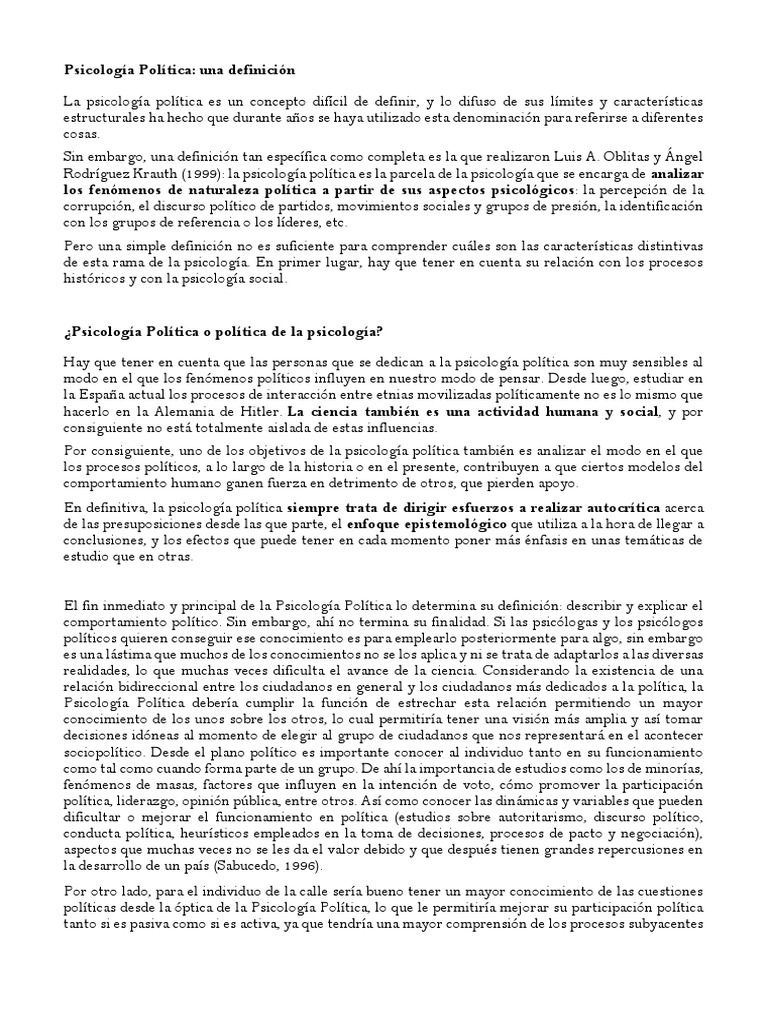 Psicología Política: Comprensión y Aplicación | PDF | Sicología ...