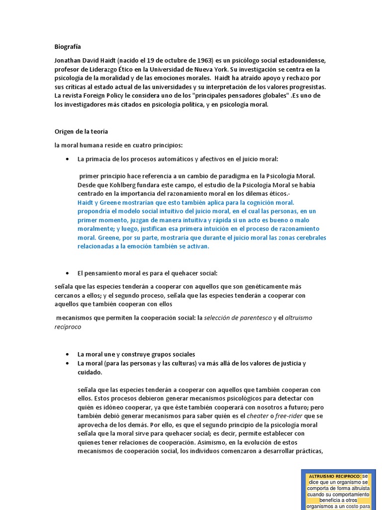 Jonathan David Haidt | PDF | Altruismo | Moralidad