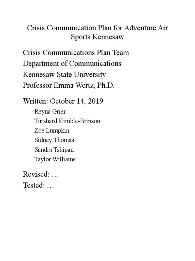 Crisis Plan PDF | PDF | Murder | Homicide