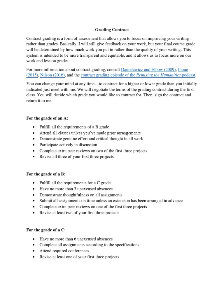 Grading Contract 101 f20 | PDF | Career & Growth