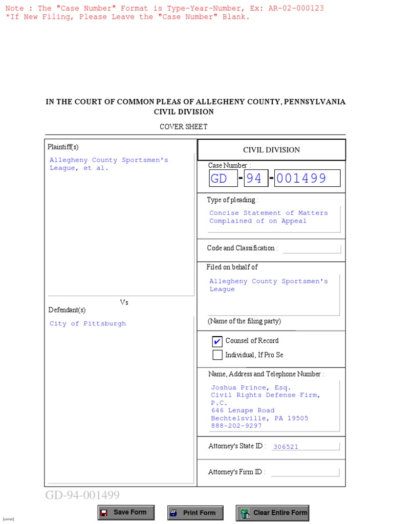 ACSL V Pittsburgh Concise Statement of Matters | PDF | Settlement ...