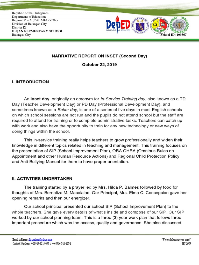 Inset Narrative | PDF | Educational Technology | Teachers