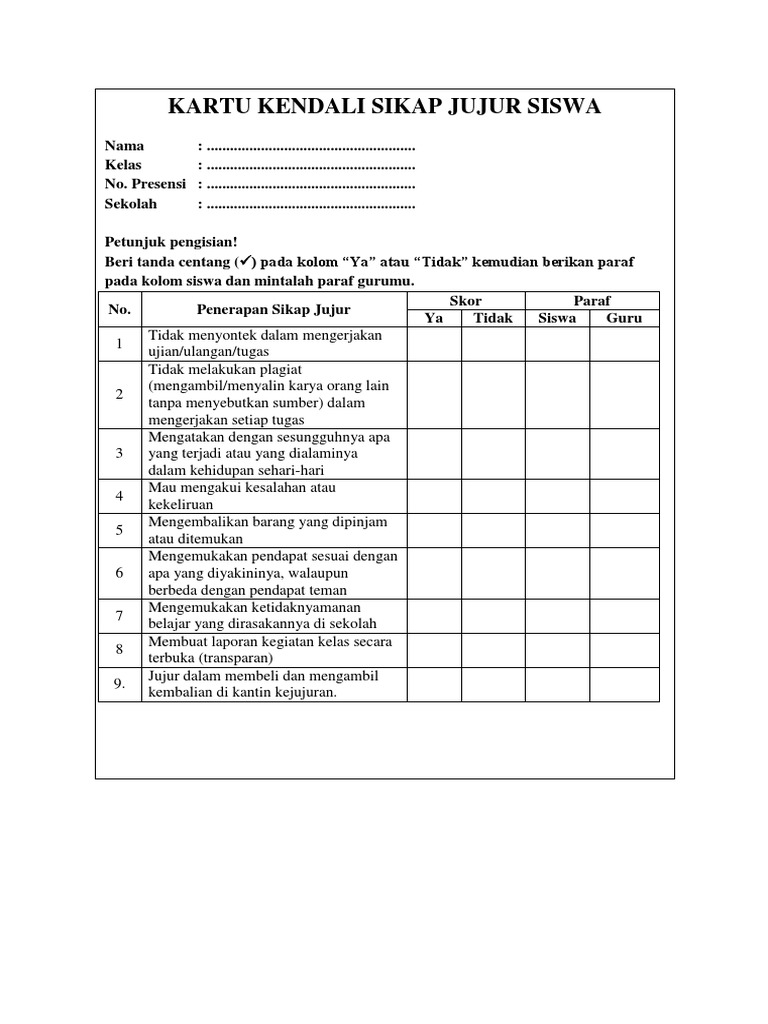 Contoh Kartu Kendali | PDF