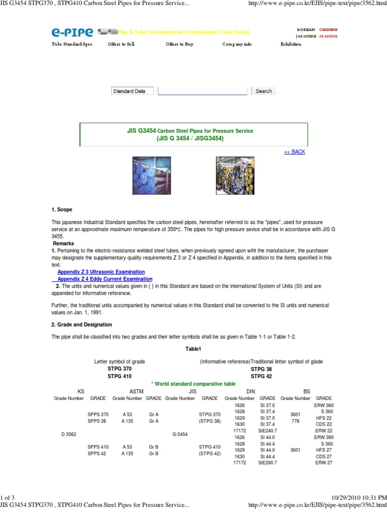 Jis g3454 Stpg370, Stpg410.. | PDF | Pipe (Fluid Conveyance) | Engineering
