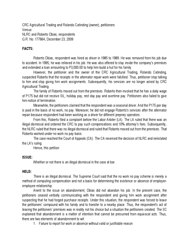 CRC V NLRC | Download Free PDF | Complaint | Employment