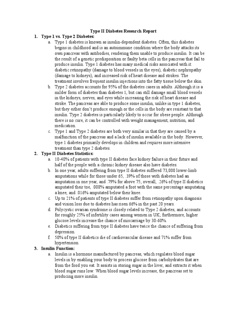 Diabetes Research Project | PDF | Diabetes | Insulin