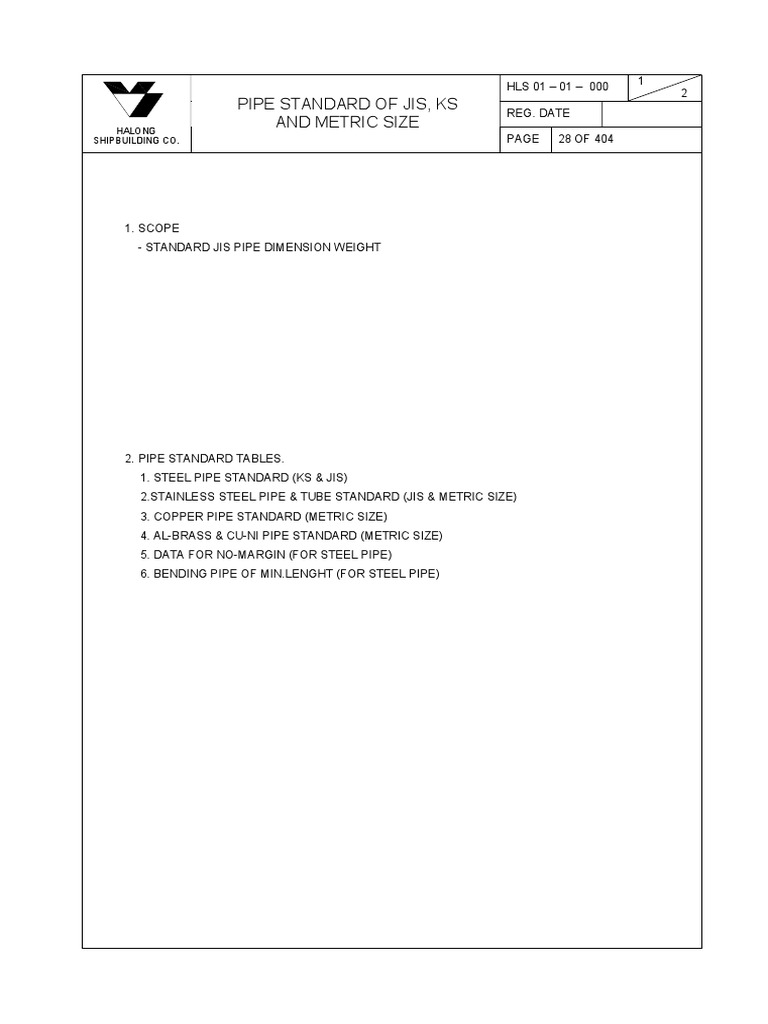 Pipe Standard of JIS and KS PDF | PDF | Pipe (Fluid Conveyance ...