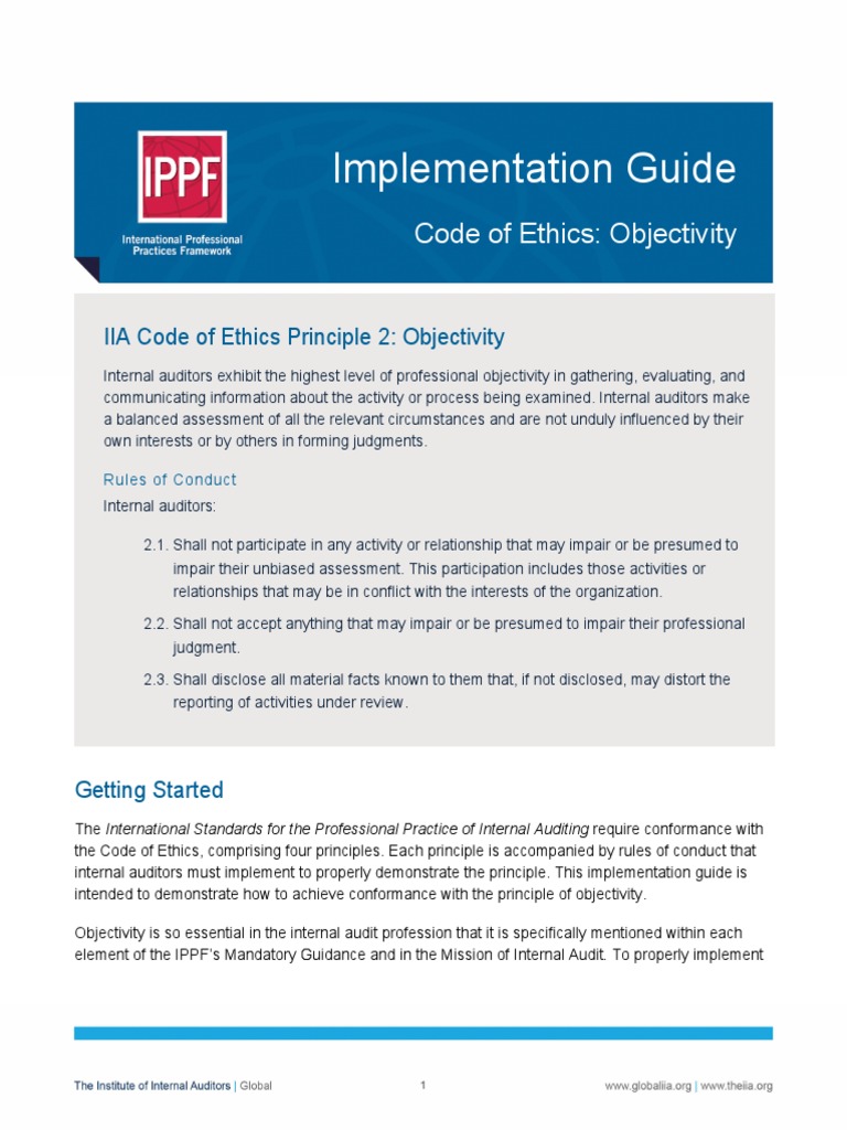 IG Code of Ethics 2 Objectivity PDF | PDF | Internal Audit | Evaluation
