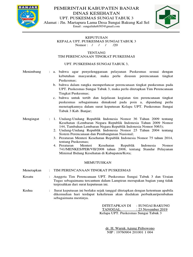 SK Tim Perencanaan ST3 | PDF