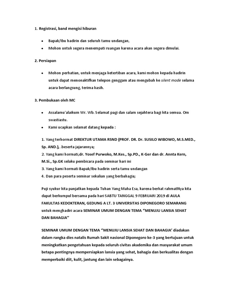 Draft MC Seminar | PDF | Kajian Bahasa Asing