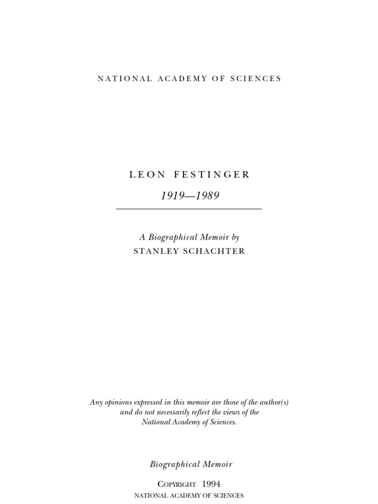 Leon Festinger: National Academy of Sciences | PDF | Metaphysics ...