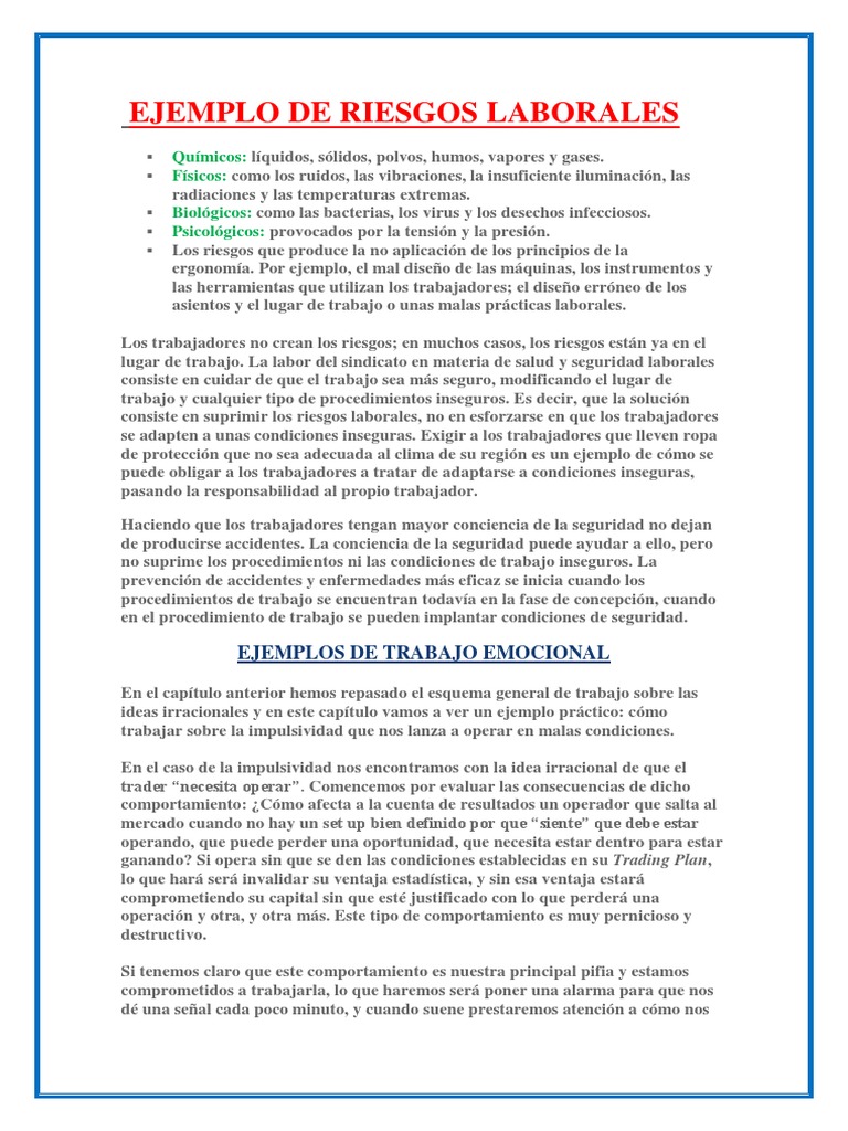Ejemplo de Riesgos Laborales | PDF | Sicología | Science