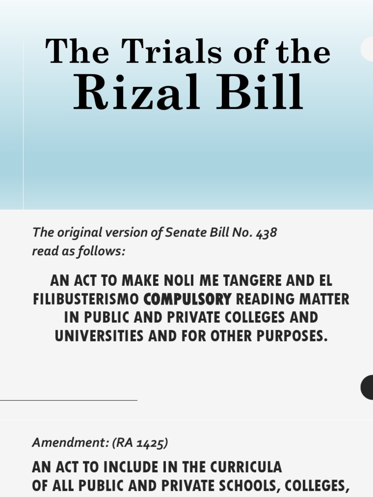 1-The-Trials-of-the-Rizal-Bill.pptx | Philippines | Politics
