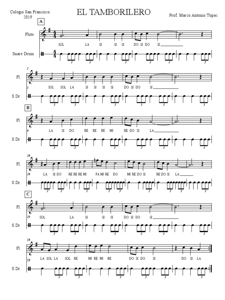 EL TAMBORILERO. Score PDF | PDF