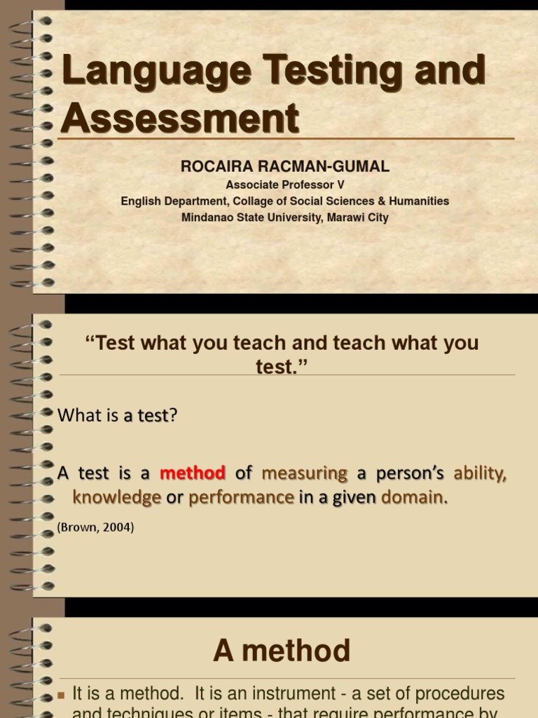 Language Testing and Assessment, 2018-2019 | PDF | Test (Assessment ...
