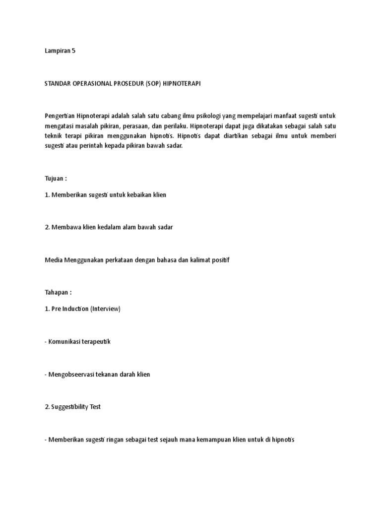 Sop Hipnoterapi | PDF