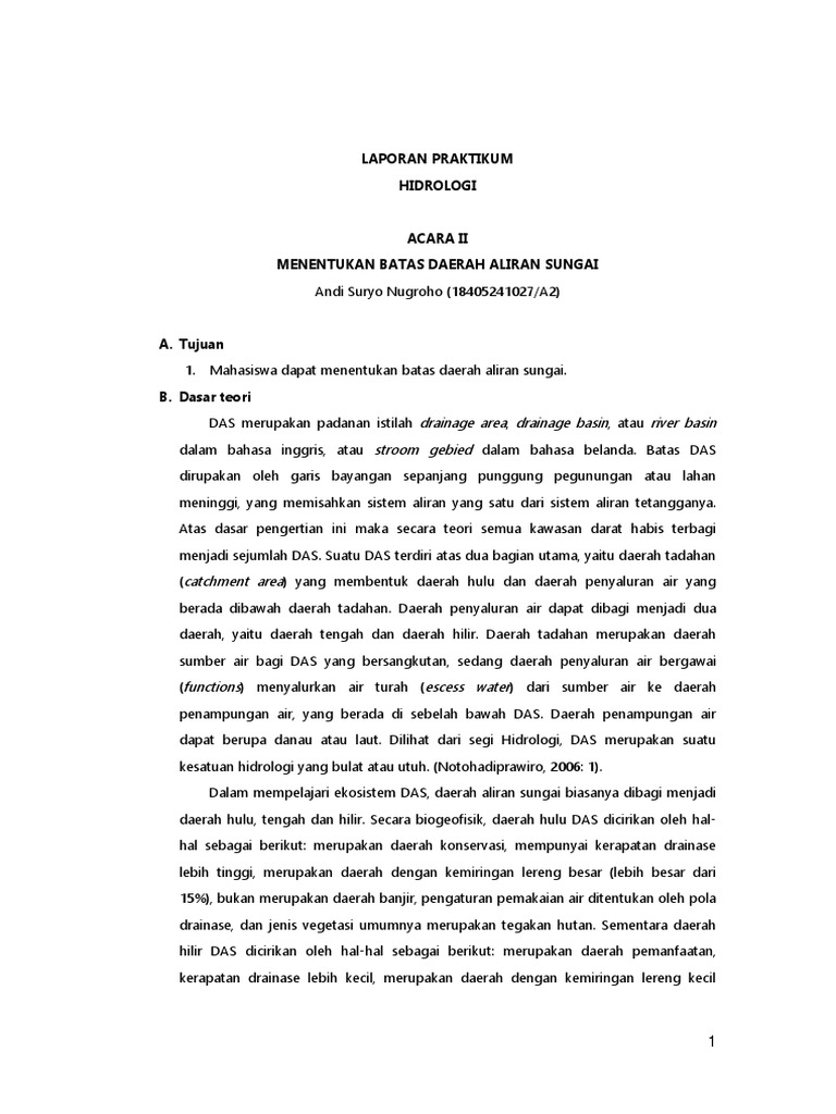 ACARA 2 Menentukan Batas DAS (Sudah Revisi) | PDF