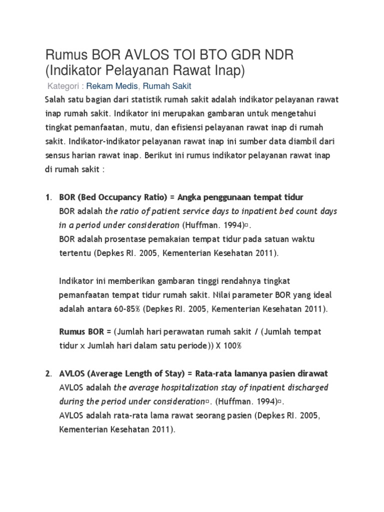 Rumus BOR AVLOS TOI BTO GDR NDR | PDF