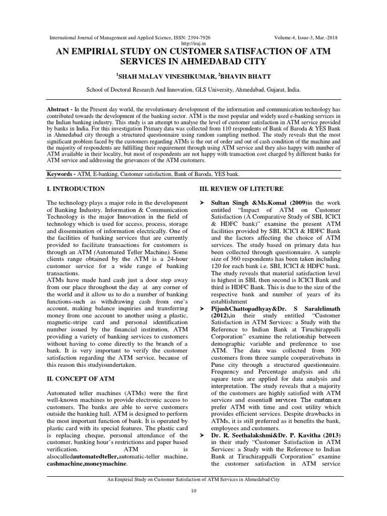Customer Satisfaction On ATM | PDF | Automated Teller Machine | Survey ...