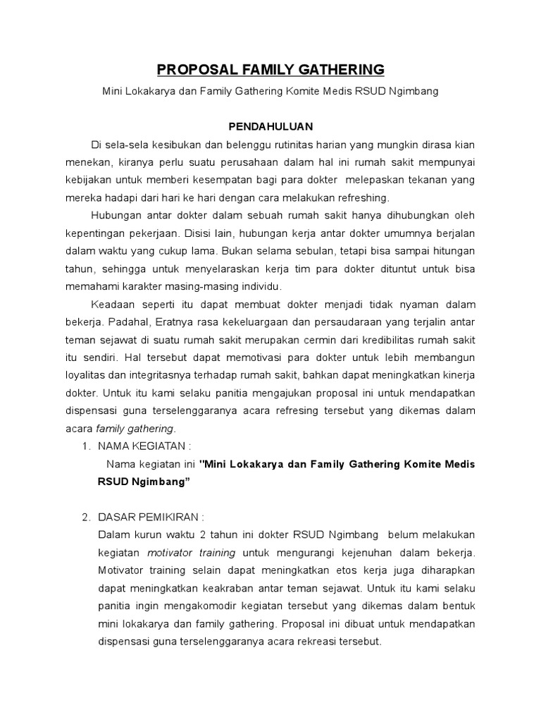 Proposal Mini Lokakarya & Family Gathering | PDF